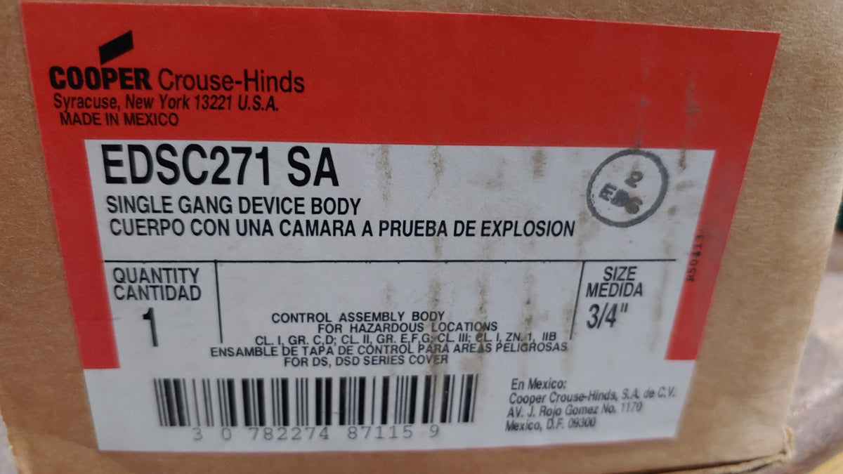 COOPER CROUSE HINDS EDSC271 SINGLE GANG DEVICE BODY FOR HAZARDOUS LOCA ...