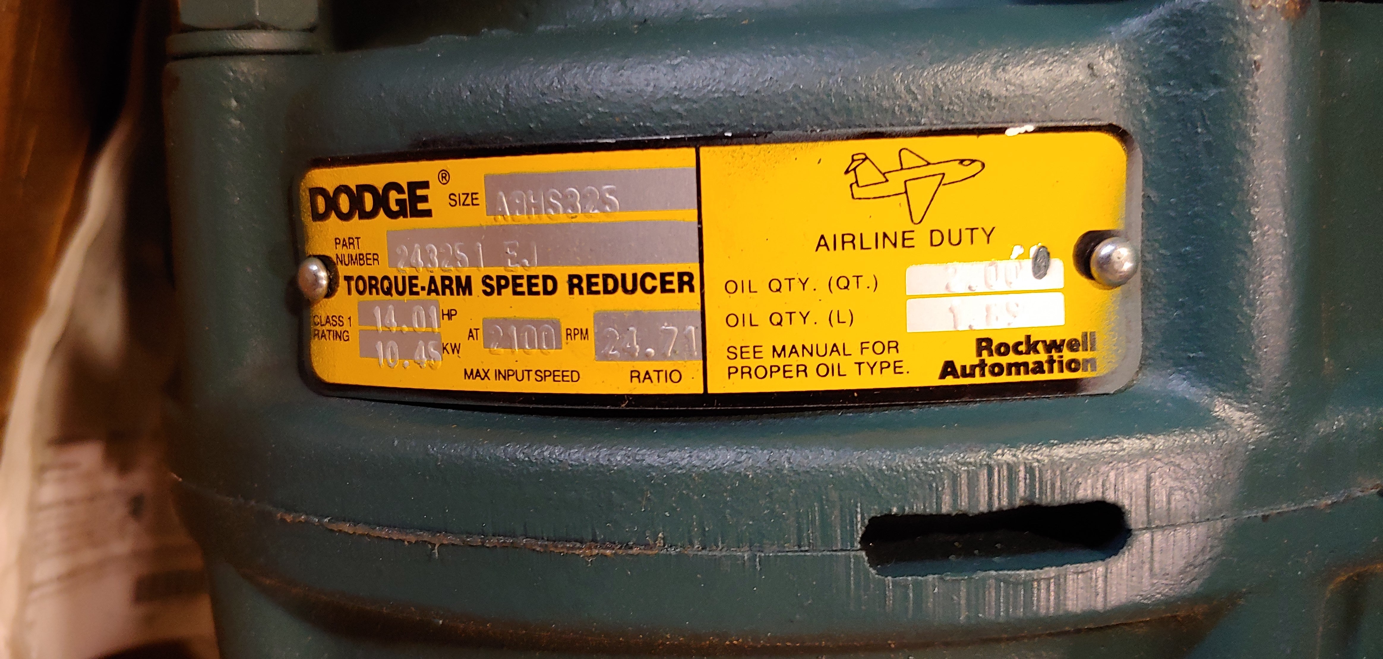 Dodge Gear Drive TXT 325AT Torque-Arm Speed Reducer, ABHS325, Ratio 24 ...